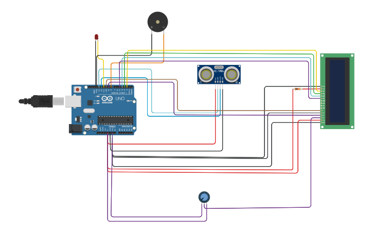 Circuit design Ultrasonic distance sensor - Tinkercad