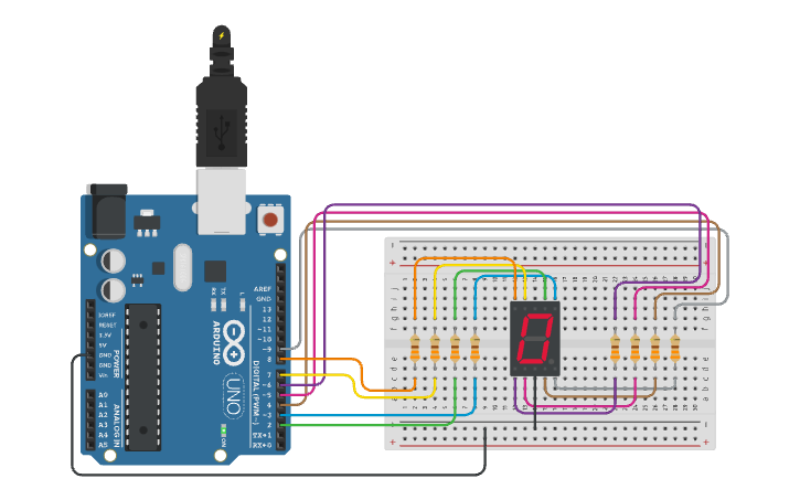 Circuit design 30. Display 7 Segmentos 2 | Tinkercad
