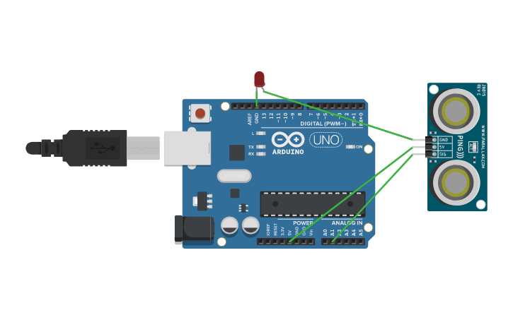 Circuit design LEGHTING LED USING ARDIUNO UNO R3 AND ULTRASONIC ...