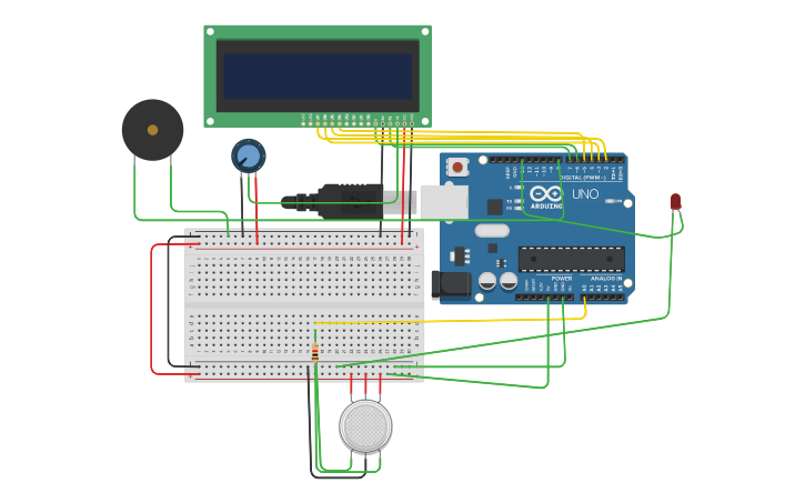 Circuit Design Arduino Gas Sensor With Lcd Tinkercad