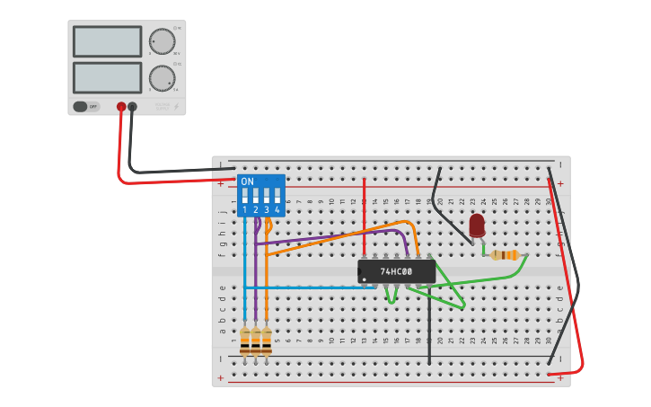 Circuit Design 4nand Dip Switch Tinkercad