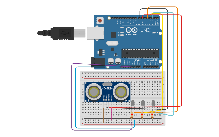 Circuit design 2A03_Lesson 1 Ultrasonic Distance Sensor | Tinkercad