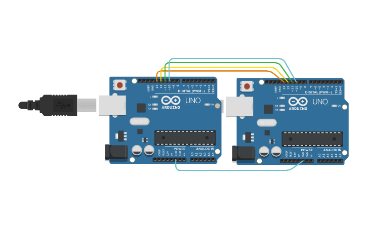 Circuit design Comunicazione seriale tra 2 arduino - Tinkercad