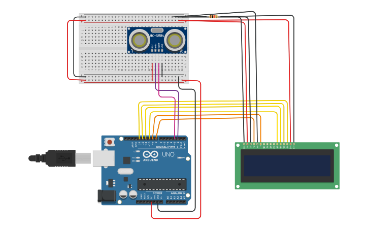 Circuit design SENSOR HC-SR04 - Tinkercad