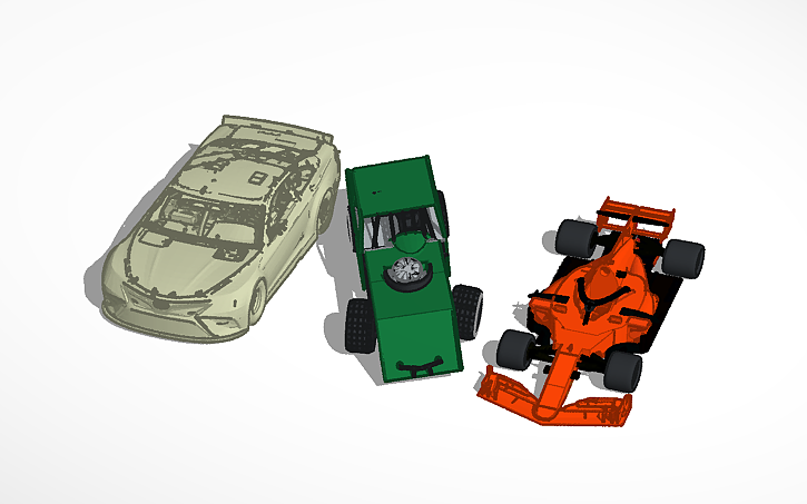 3D design 3 race cars - Tinkercad