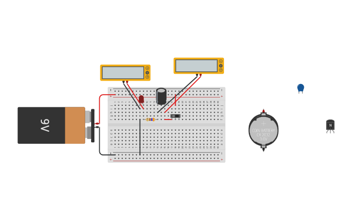 Circuit design Cargando Condensador | Tinkercad