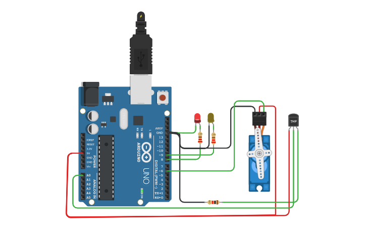 Circuit design temperature - Tinkercad