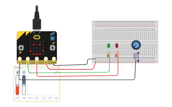 Circuit design Sensor de nivel de agua con macrobit - Tinkercad Circuit design Sensor de nivel de agua con macrobit - Tinkercad