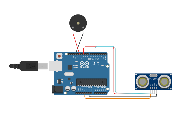Circuit design Using Ultrasonic Sensor with Arduino - Tinkercad
