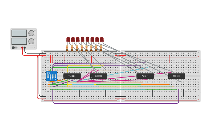 Circuit design 3x8 Decoder - Tinkercad