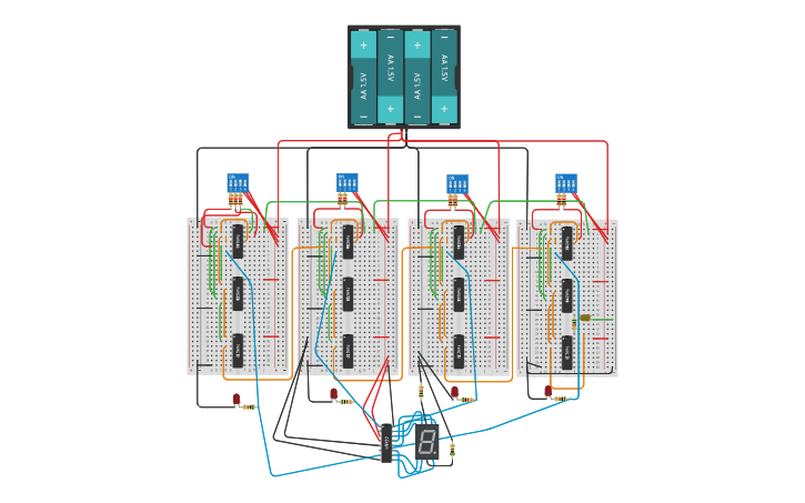 Circuit design 4 bit - Tinkercad