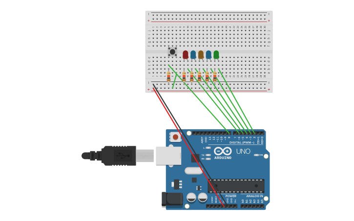 Circuit design LUCES LED | Tinkercad