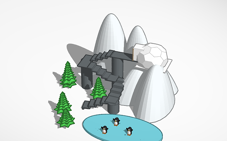 3D design Igloo on Mountain - Tinkercad