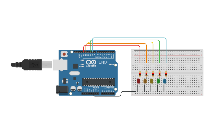 Circuit design Multiple LEDs - Tinkercad