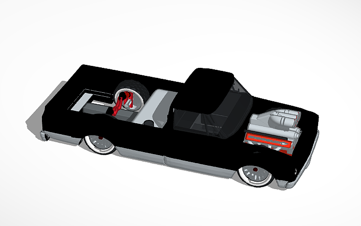 3D design Slammed chevy c10 supercharged LS engine - Tinkercad