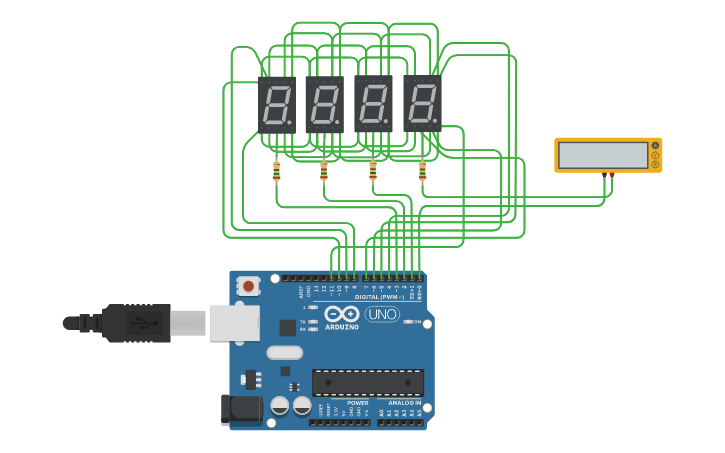Circuit Design Arduino 4 Digit Display Tinkercad