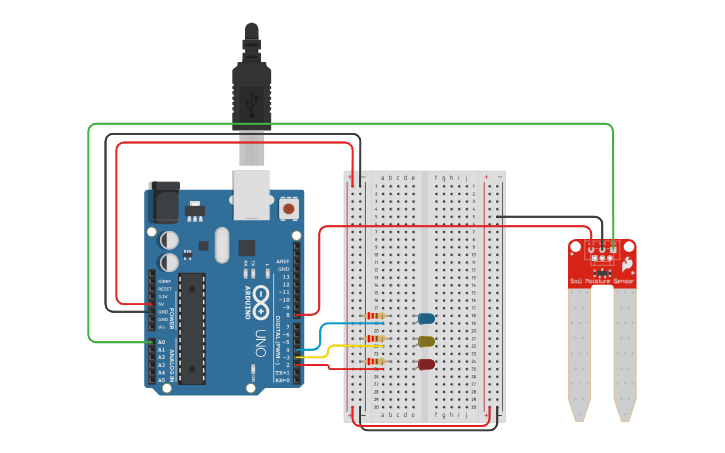 Circuit Design Sensor Of Water Tinkercad
