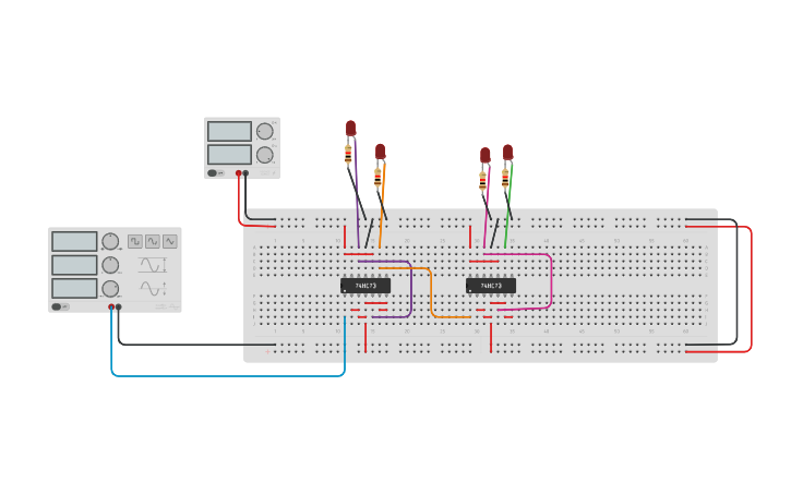 Circuit design Asynchronous Up counter - Tinkercad