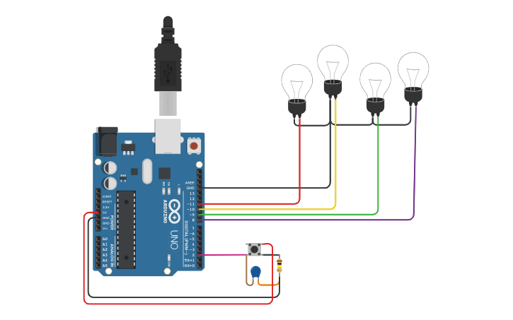 Circuit design SIMPLE EXTERNAL INTERRUPT - School Assignment | Tinkercad