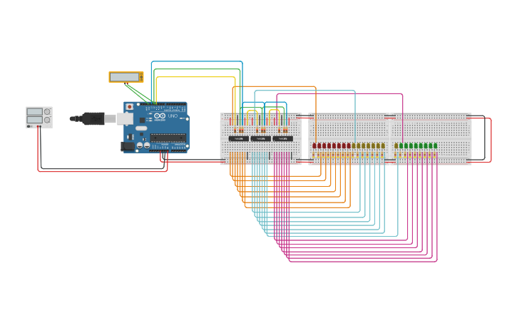 Circuit Design Multi Led With Multi Sn74hc595n Tinkercad