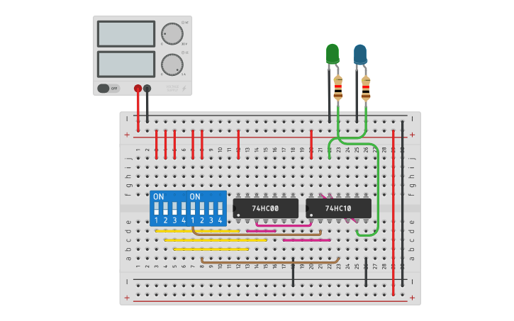 Circuit design SR flip flop - Tinkercad