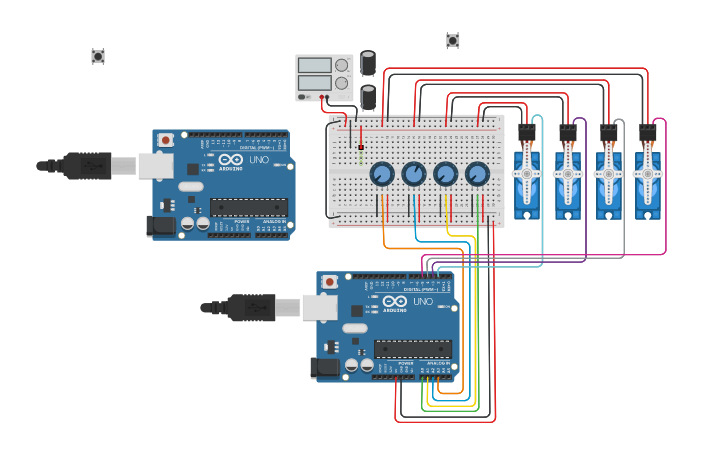 Circuit design Braço robótico | Tinkercad Circuit design Braço robótico | Tinkercad