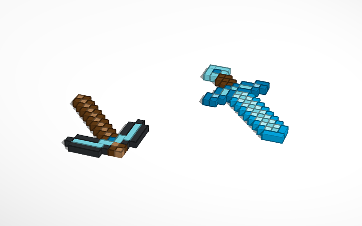3D design minecraft, SWORD and PICKAXE. | Tinkercad