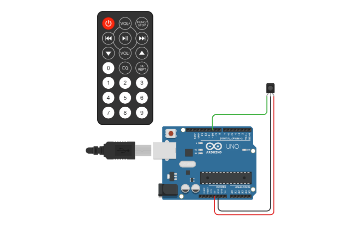 Circuit design Arduino IR Remote - Tinkercad