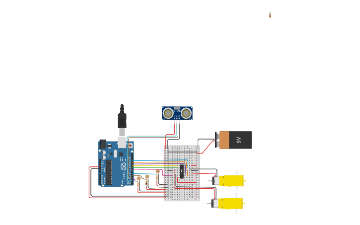 Circuit design LINE FOLLOWING Vehicle | Tinkercad