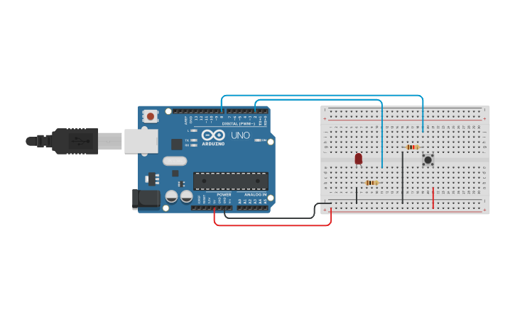 Circuit design 4: LED Push button - Tinkercad