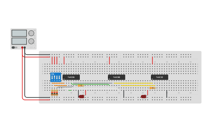Circuit design Sumador binario - Tinkercad