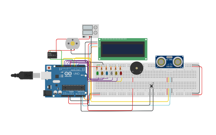 Circuit design water level monitoring and management - Tinkercad