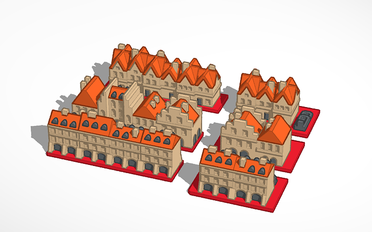 3D design street 5-buildings - Tinkercad