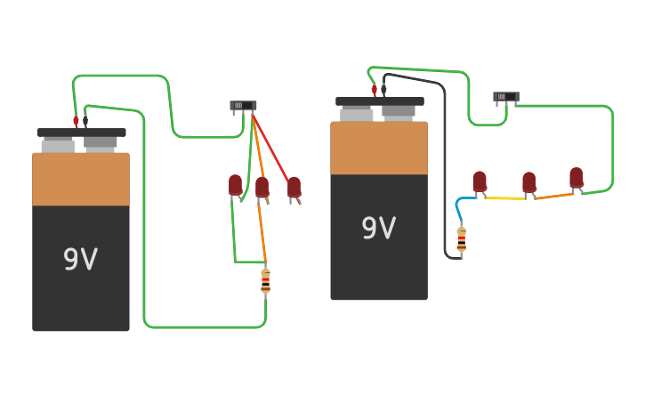 Circuit design Parallel and series Arrangement - Tinkercad