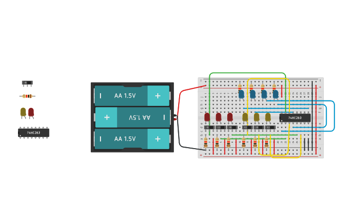 Circuit design 3-Bit Adder - ligações visiveis | Tinkercad Circuit design 3-Bit Adder - ligações visiveis | Tinkercad