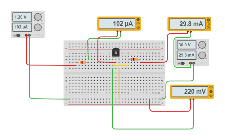 Circuit design BJT Characteristics[Input/Output] - Tinkercad