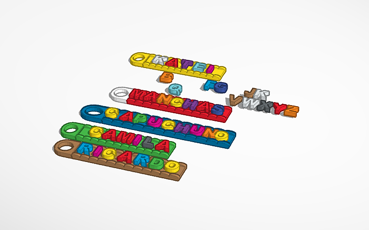 3D design Key Ring, Letters! - Tinkercad