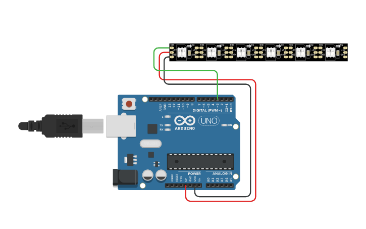 Circuit design WS2812 with FOR - Tinkercad