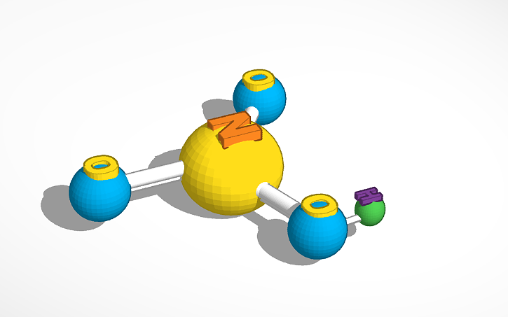 3D design Model of HNO3 - Tinkercad