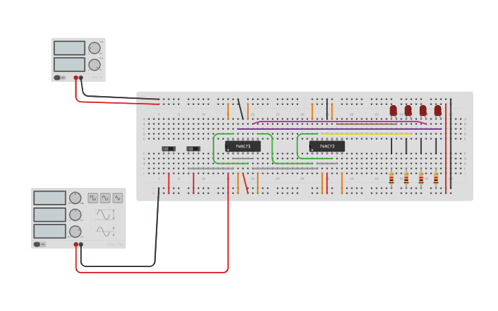 Circuit design Asynchronous DOWN counter - Tinkercad