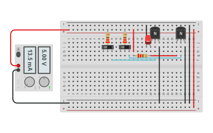 Circuit design NOR gate | Tinkercad
