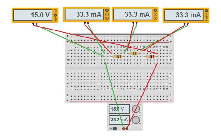 Circuit Design Series Resistor Circuit With Ampere Meter Tinkercad