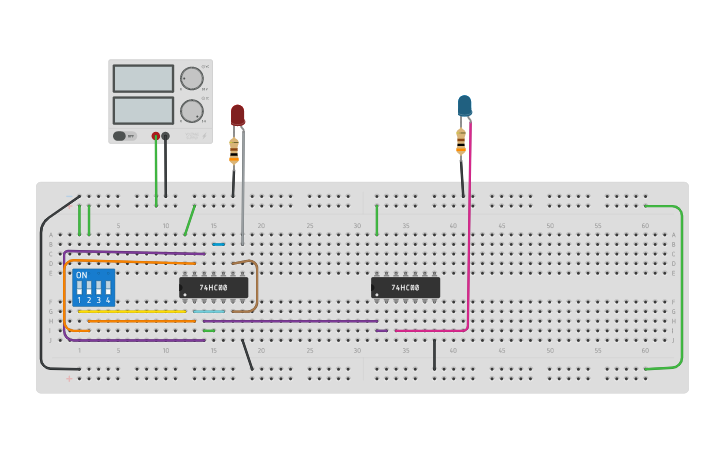 Circuit design HALF ADDER USING NAND GATES - Tinkercad