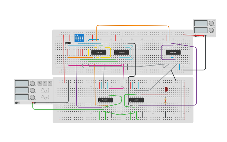 Circuit design PARALLEL IN SERIAL OUT - Tinkercad