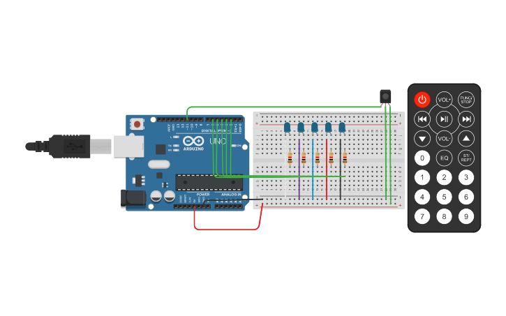 Circuit design KUMANDA İLE LED YAKMA - Tinkercad