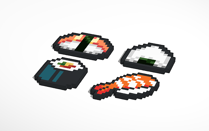 3D design Pixel Sushi Platter - Tinkercad