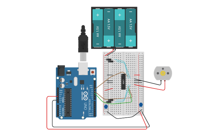 Circuit design Bi-Directional DC Motor Experiment | Tinkercad