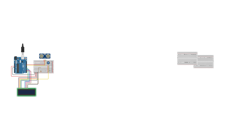 Circuit Design Ultrasonic Sensor With Lcd Tinkercad