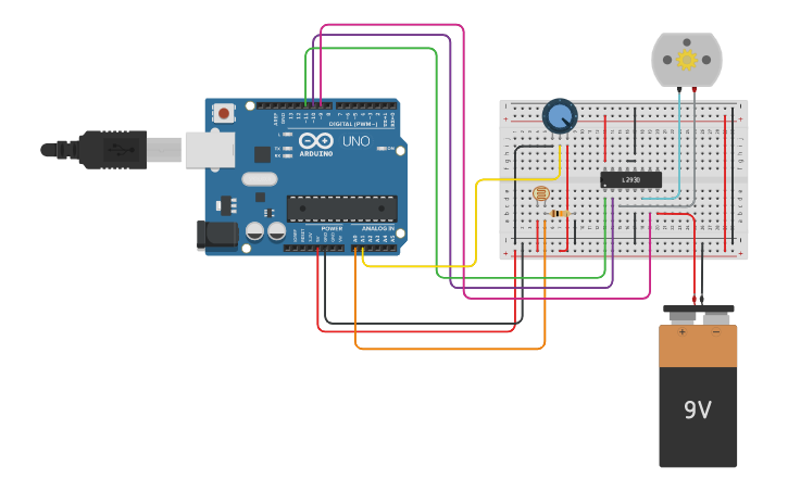 Circuit design Testing for LDR sensor and rain sensor module | Tinkercad