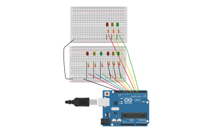 Circuit design semaforo codigo - Tinkercad